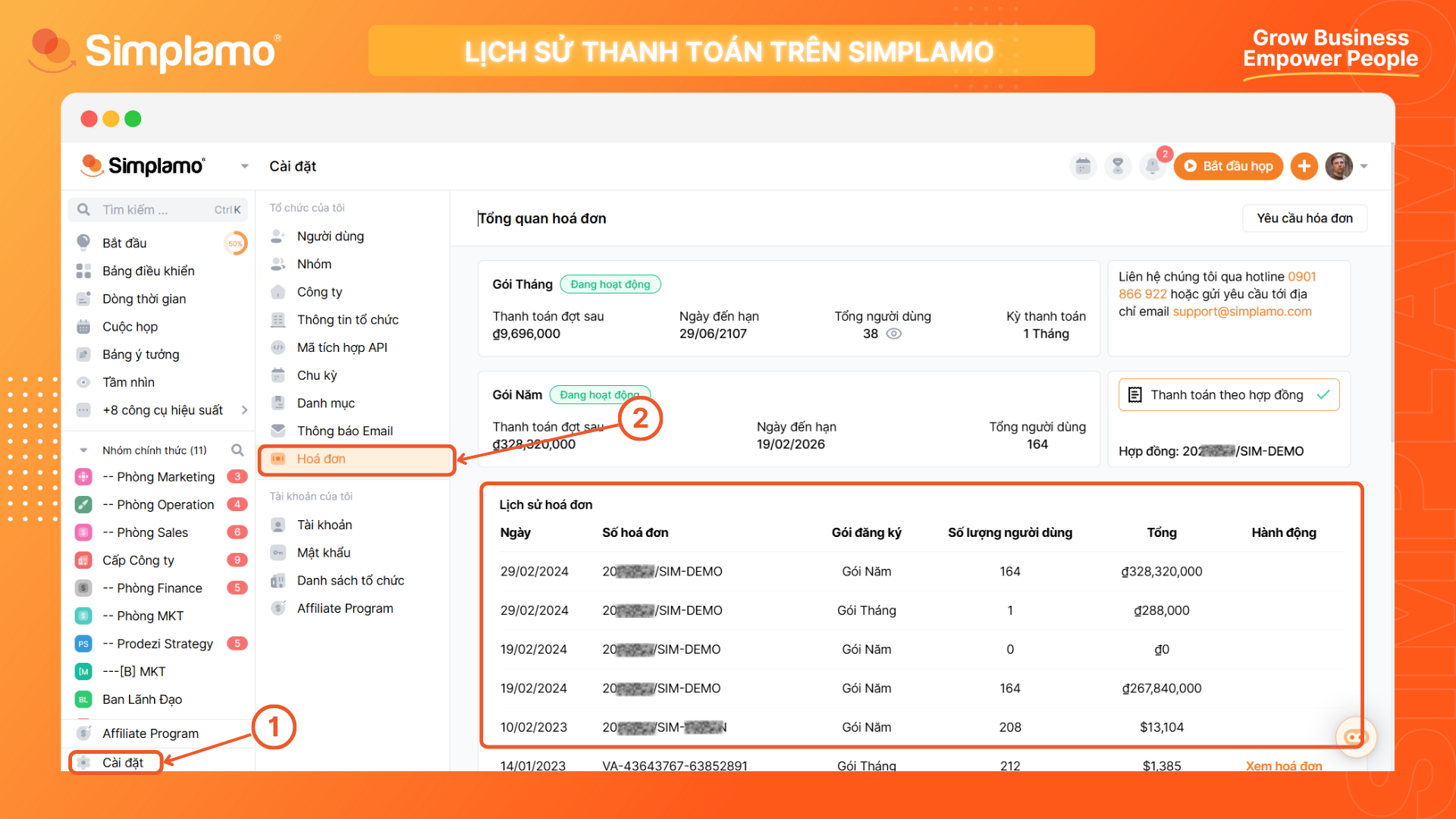 Lịch sử thanh toán | Help Center Simplamo