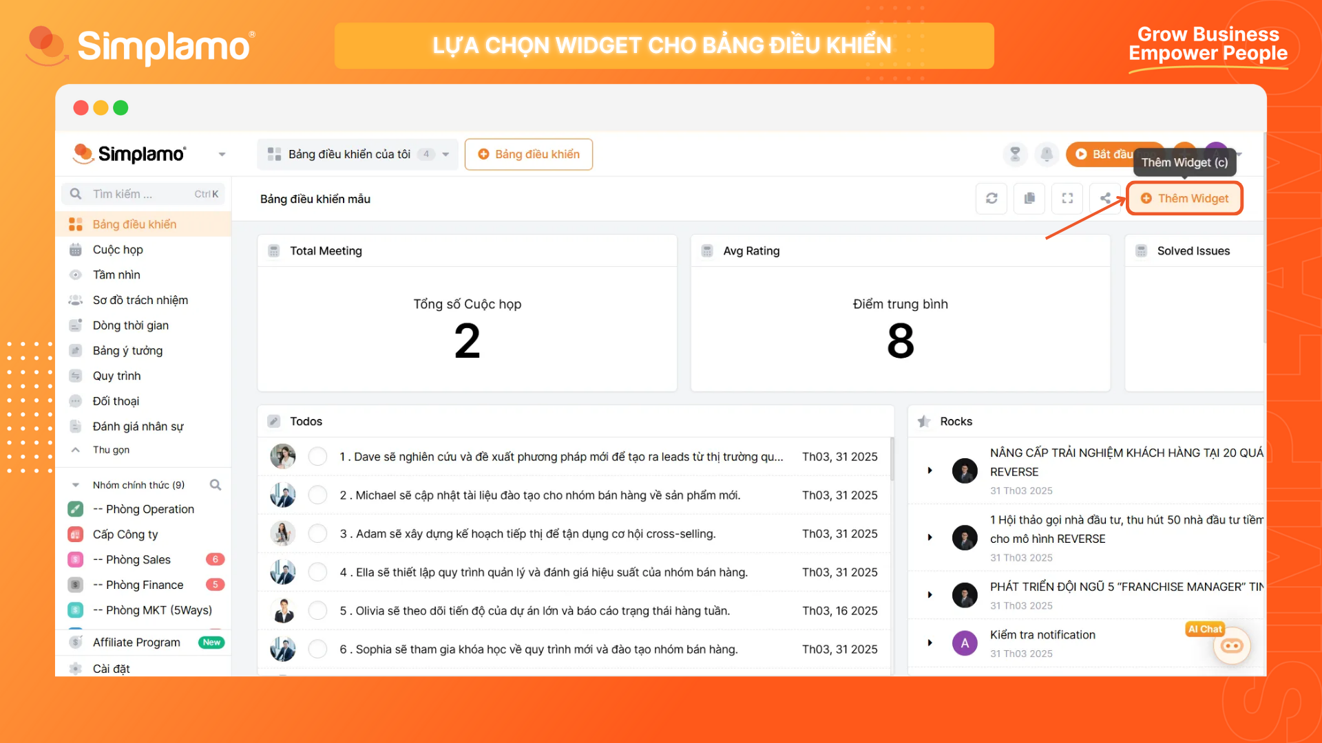 Thiết lập Bảng điều khiển | Help Center Simplamo